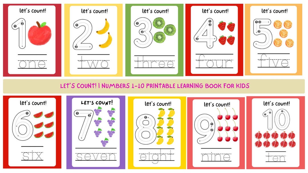 Let's Count! | Numbers 1-10 Printable Learning Book for Kids | Cute ...