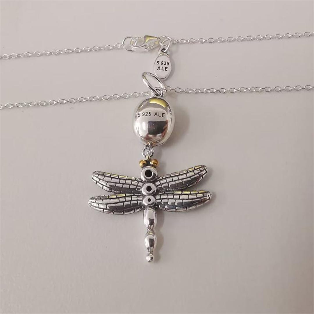 Pandora Stunning Rare Dragonfly Sterling Silver S925 Necklace Set-70cm ...