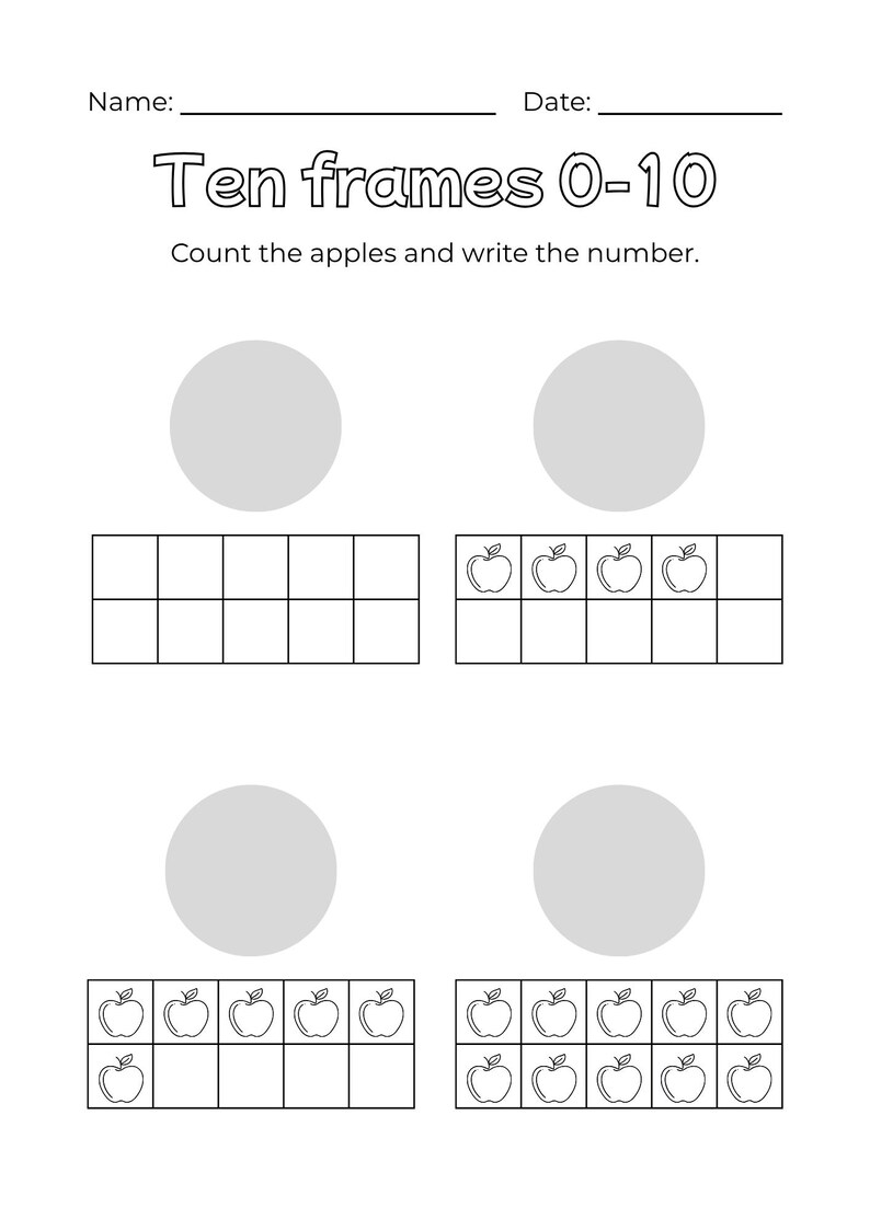 Ten Frame Worksheets 0–10 | Preschool Math Printable | Kindergarten ...