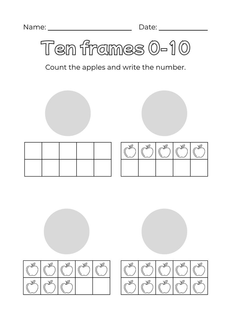 Ten Frame Worksheets 0–10 | Preschool Math Printable | Kindergarten ...
