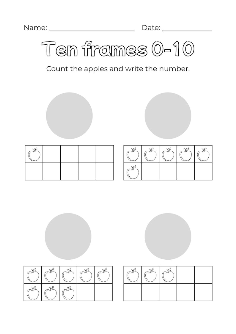 Ten Frame Worksheets 0–10 | Preschool Math Printable | Kindergarten ...