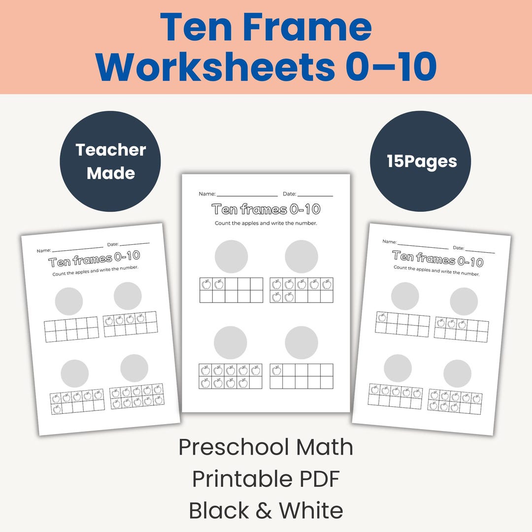Ten Frame Worksheets 0–10 | Preschool Math Printable | Kindergarten ...