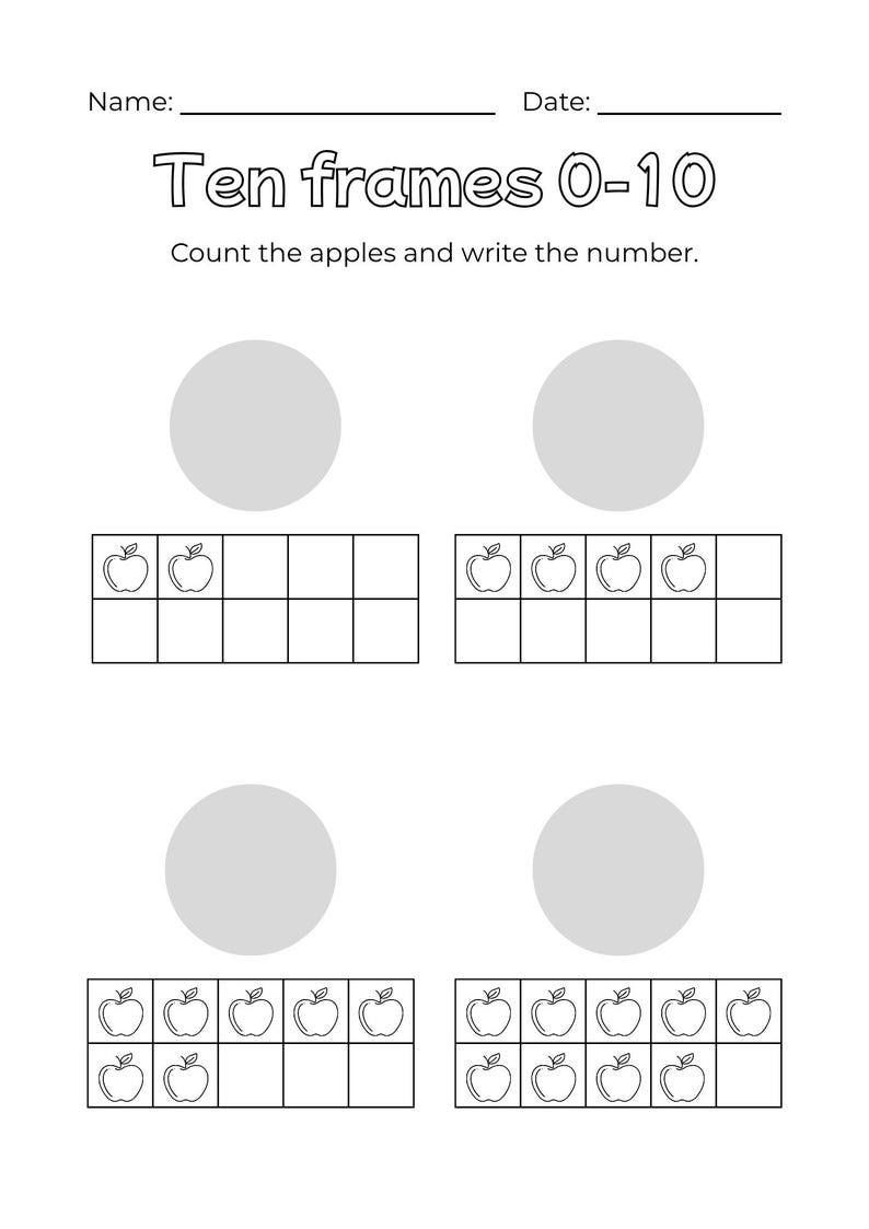 Ten Frame Worksheets 0–10 | Preschool Math Printable | Kindergarten ...