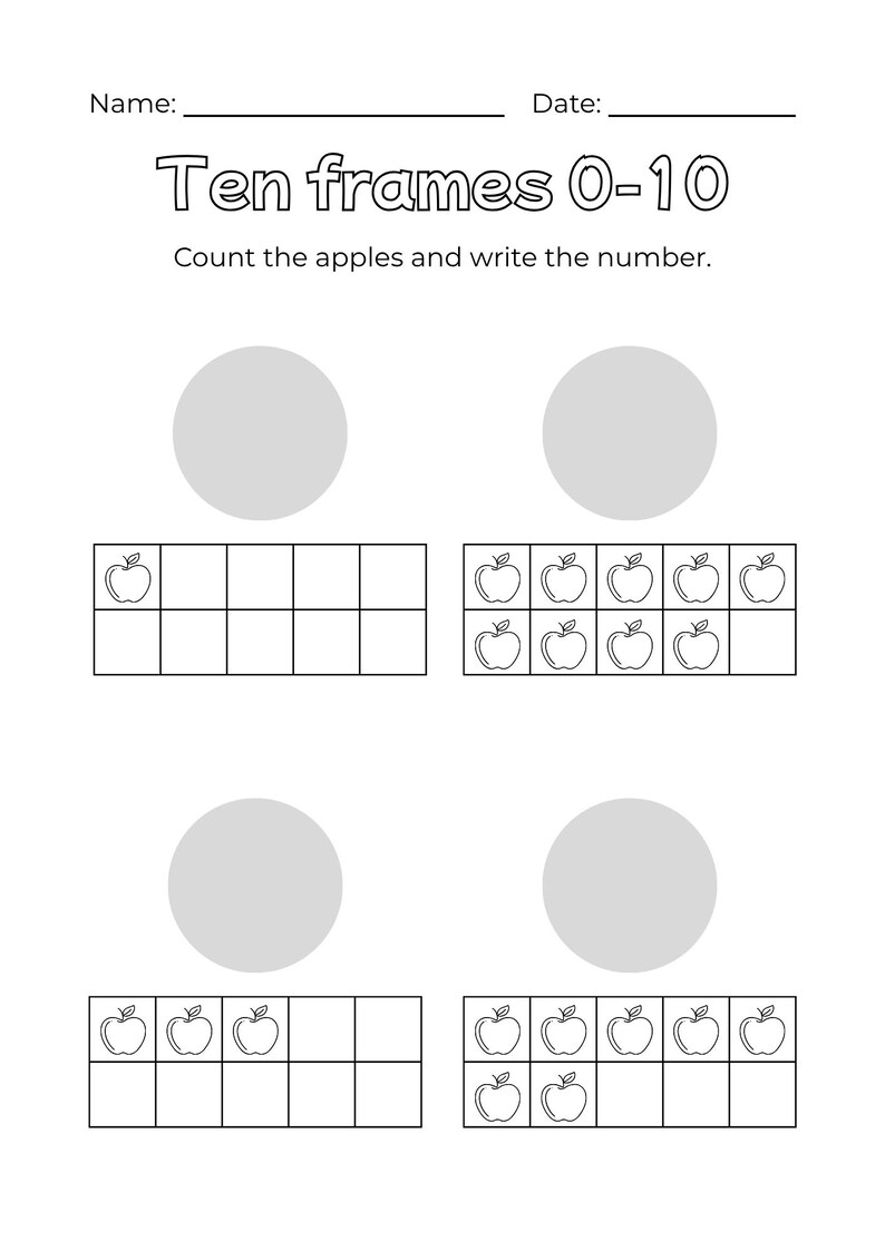 Ten Frame Worksheets 0–10 | Preschool Math Printable | Kindergarten ...