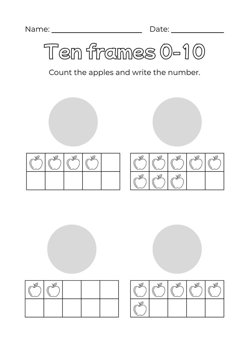 Ten Frame Worksheets 0–10 | Preschool Math Printable | Kindergarten ...