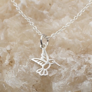 Filigree Hummingbird Necklace Sterling Silver Dainty Bird Charm ...