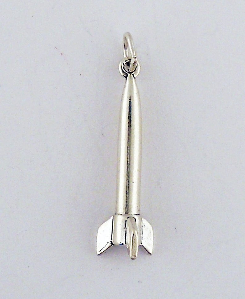 Rocket Charm Sterling Silver 3D Pendant Spaceship Space - Etsy