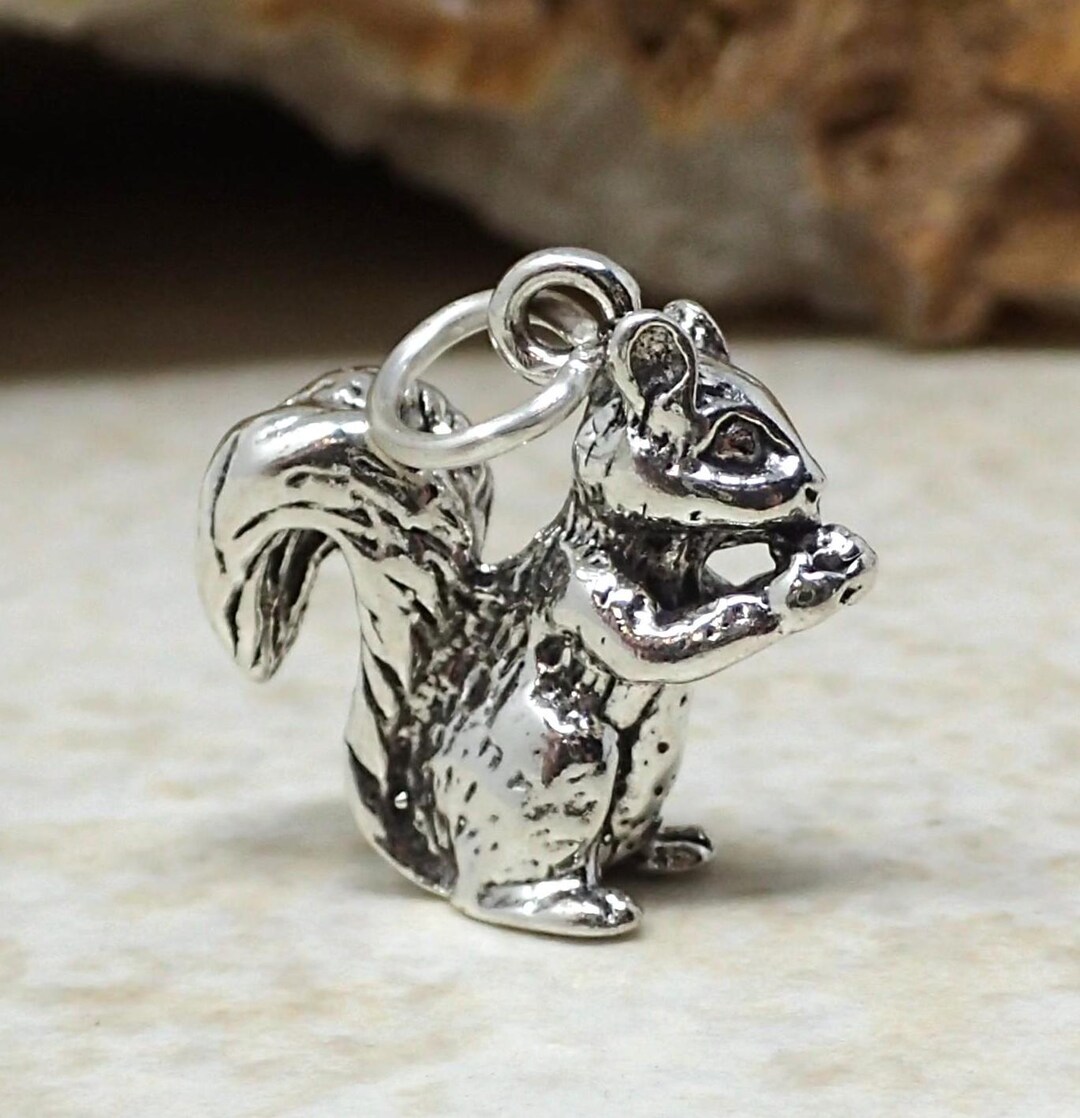 Squirrel Charm Sterling Silver Pendant Animal 3D Chipmunk - Etsy