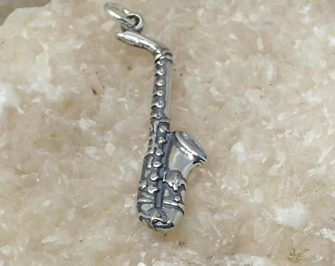Saxophone Charm 925 Sterling Silver Pendant Musical Instrument Music ...