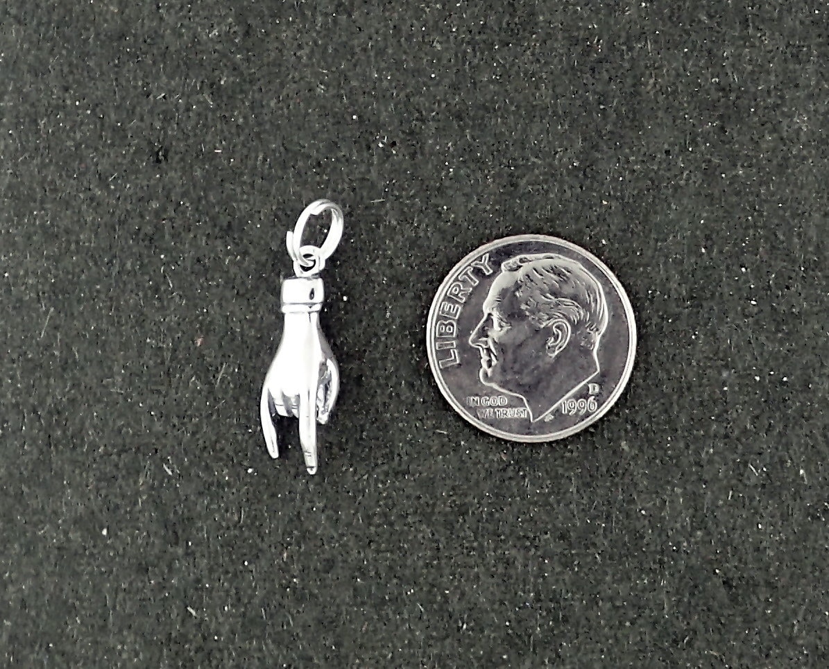 Italian Horn & Italian Hand Charm 925 Sterling Silver 1 pair | Etsy