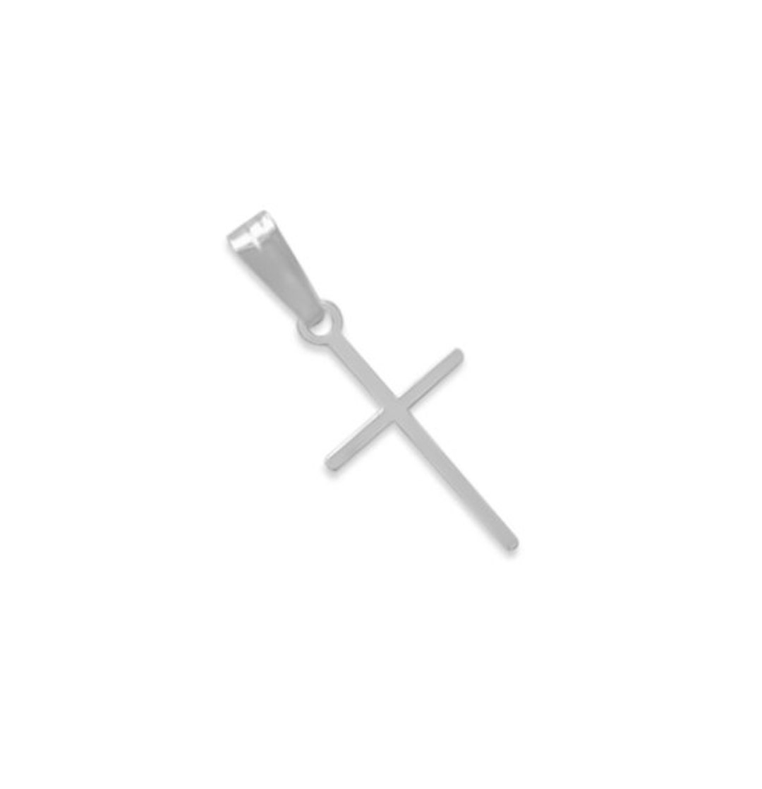 Sterling Silver Thin Simple Cross Charm Pendant - Etsy