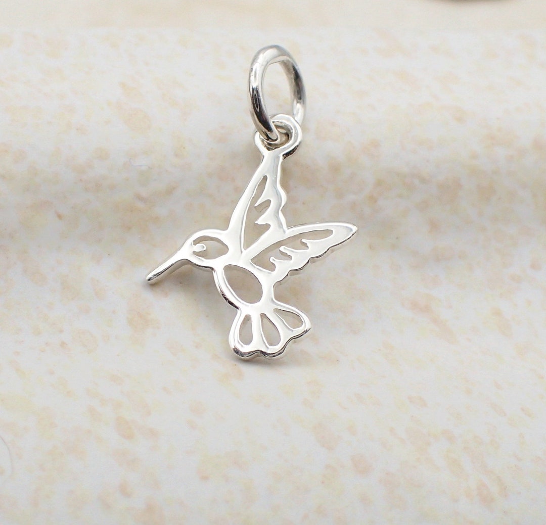 Filigree Hummingbird Charm Sterling Silver Dainty Bird Hummingbird ...