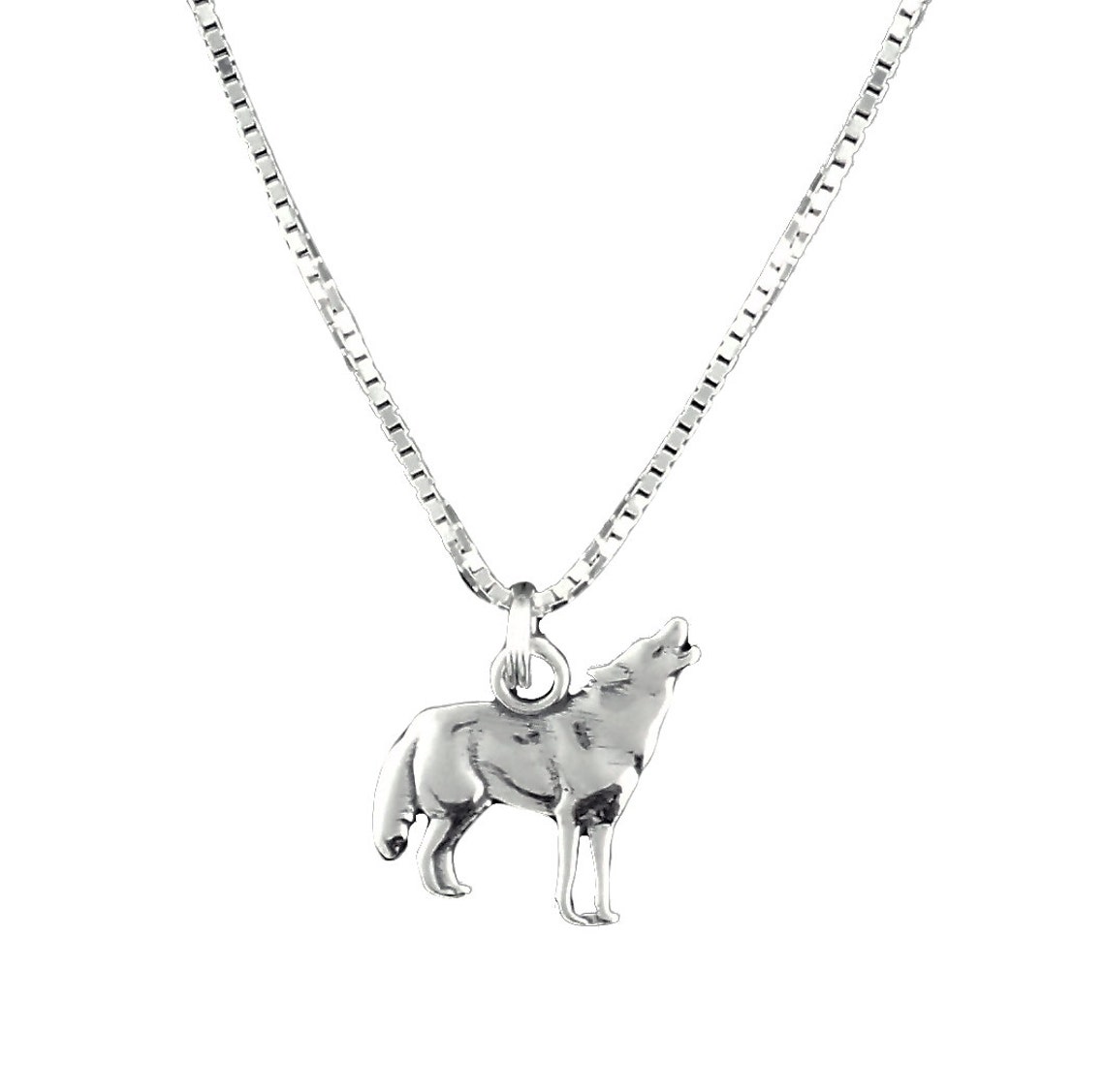 Sterling Silver Wolf Charm Pendant Howling Necklace With Box - Etsy
