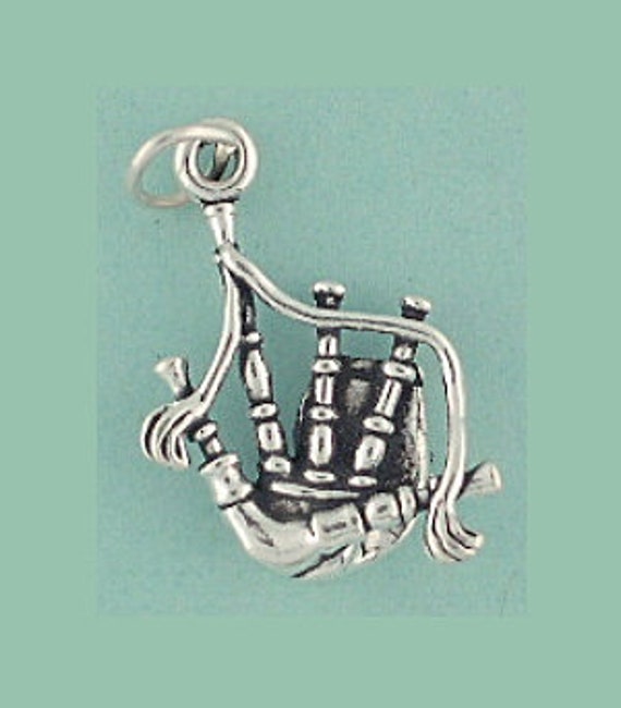 Bagpipe Piper Charm 3d Sterling Silver Pendant Music | Etsy