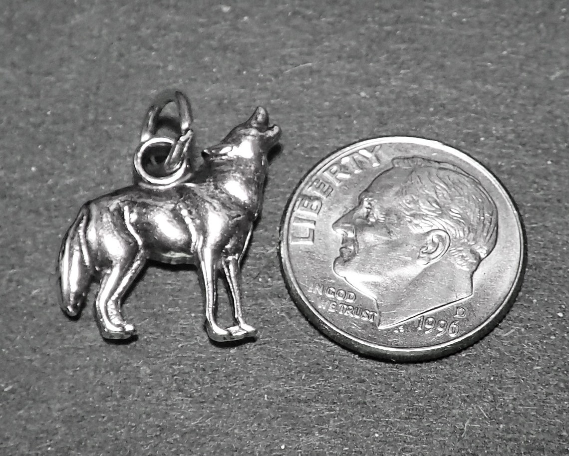Sterling Silver Wolf Charm Pendant Howling Necklace With Box - Etsy