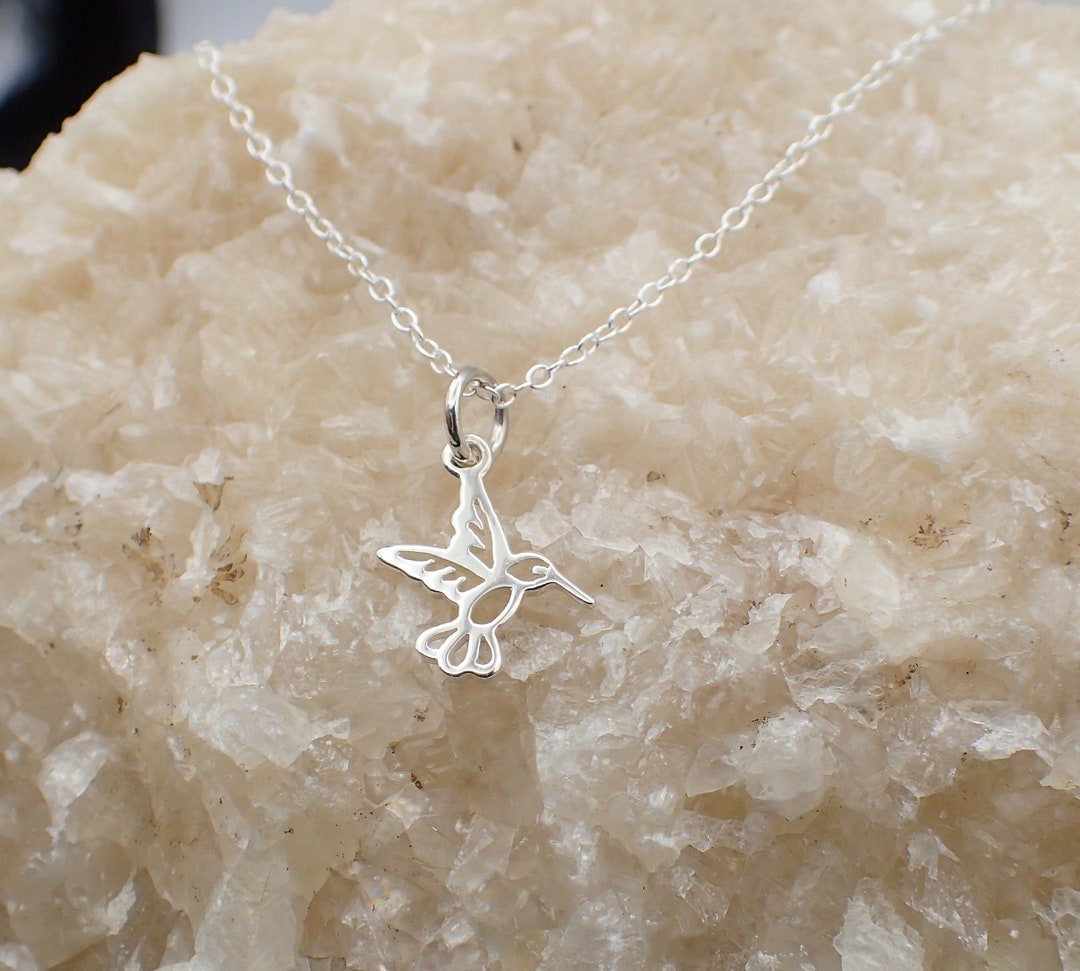 Filigree Hummingbird Necklace Sterling Silver Dainty Bird Charm ...