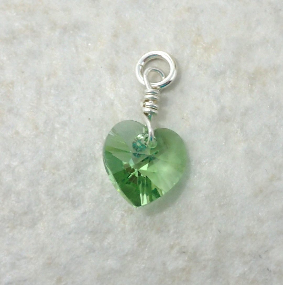 Light Green Swarovski Crystal Heart Charm With Sterling Silver - Etsy