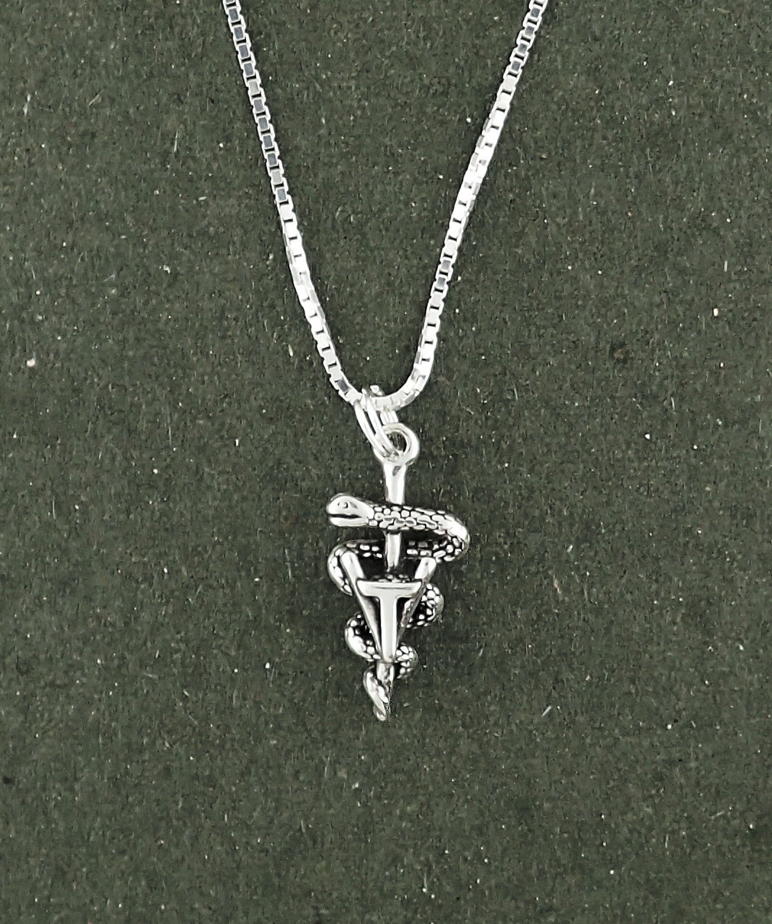 Sterling Silver Veterinary Caduceus Necklace Box Chain Pendant - Etsy