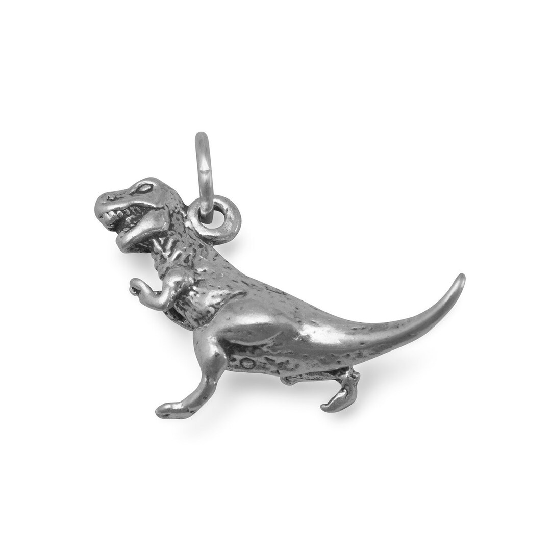 Tyrannosaurus Rex Dinosaur Charm Sterling Silver Pendant 3D T. Rex - Etsy