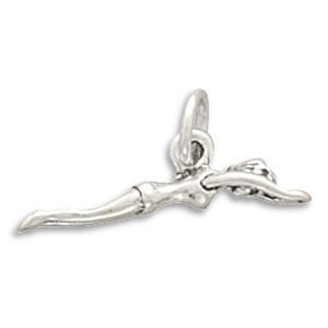 Swimmer Charm Sterling Silver Pendant Girl Woman Female Athlete 3D ...