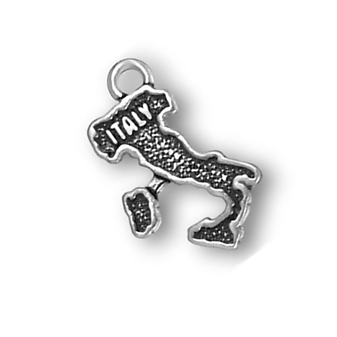 Italy Map Charm Sterling Silver Pendant Italia Italian Country Travel ...