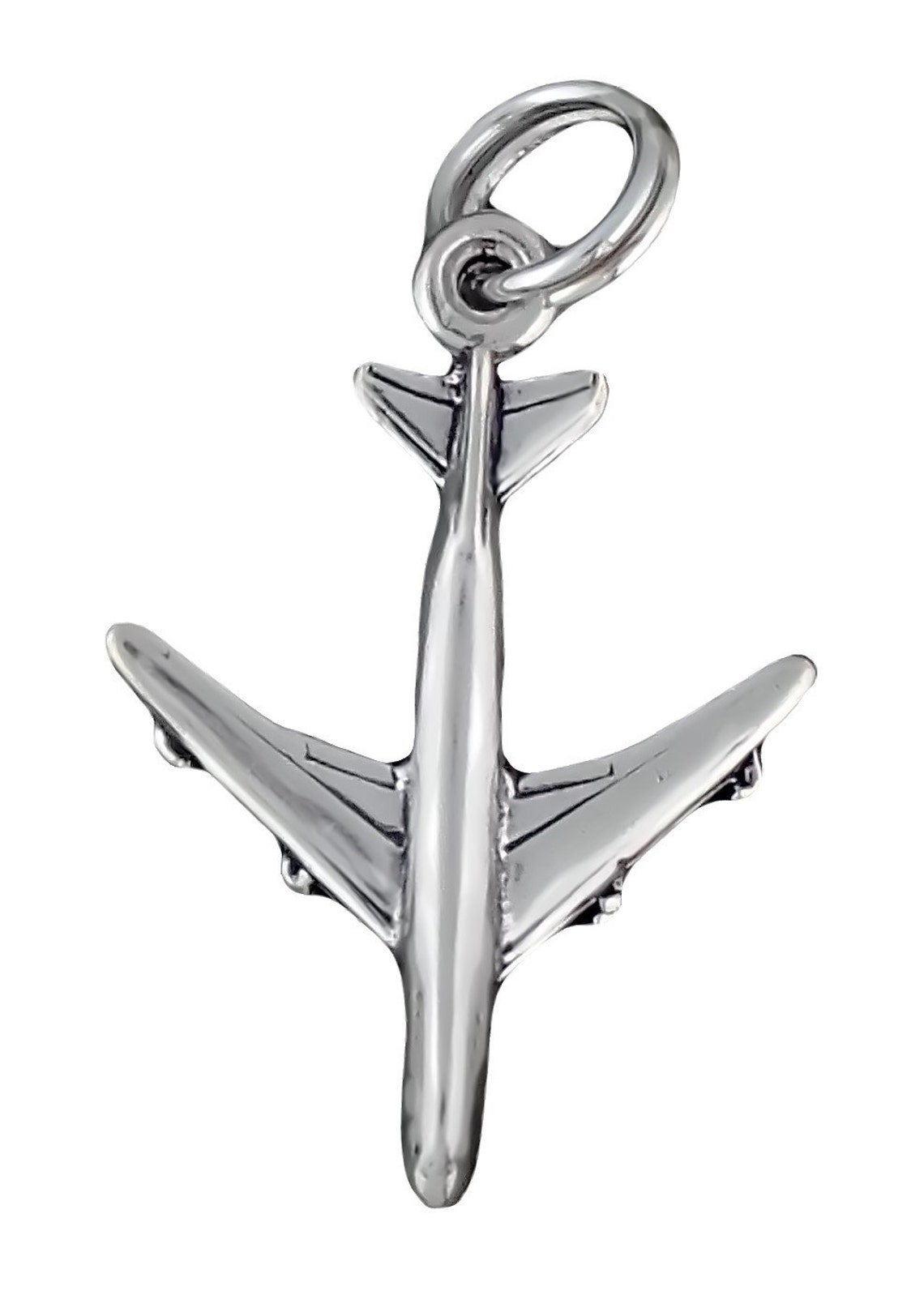 Airplane Charm Sterling Silver 747 Jet Pendant 3D Travel Pilot - Etsy
