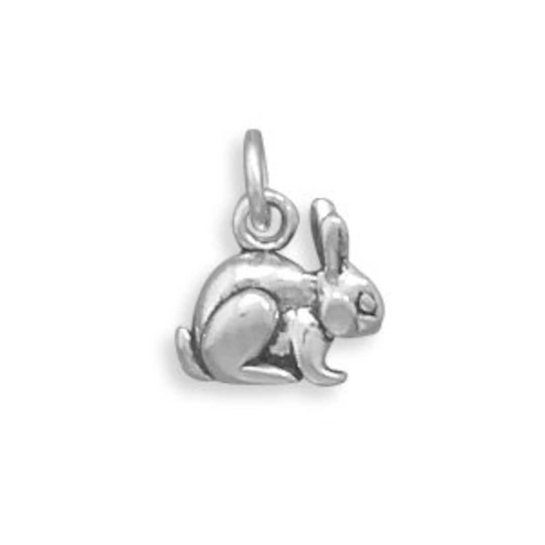 Bunny Rabbit Charm Sterling Silver Pendant 3D Bunny Animal Pet Easter ...