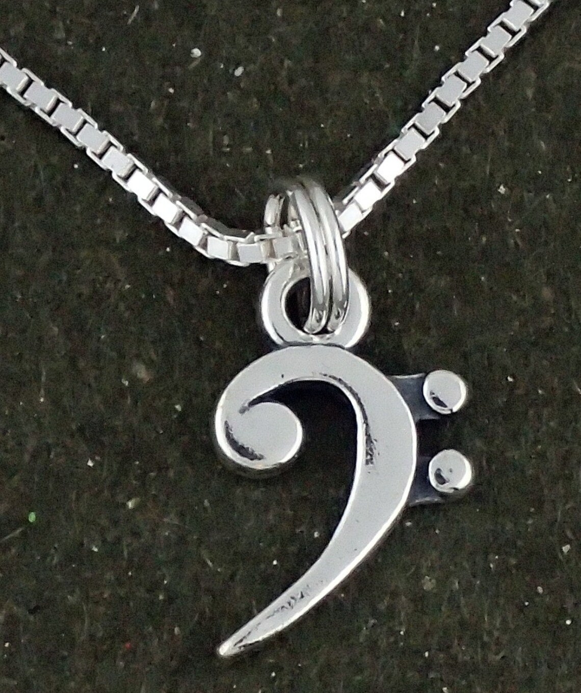 Sterling Silver Bass Clef Symbol Necklace Music Note Pendant - Etsy