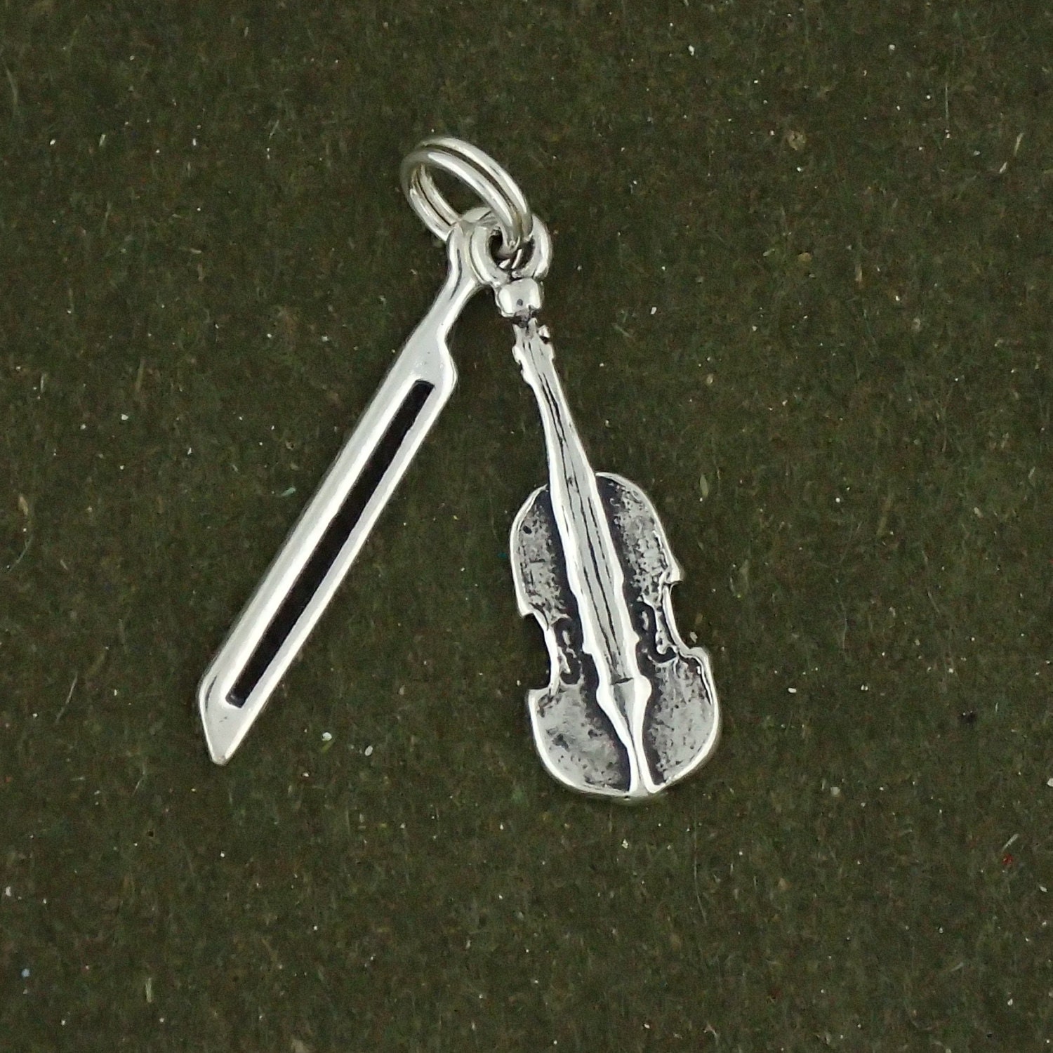 Violin With Bow Charm Sterling Silver Pendant Moves 3D Musical - Etsy