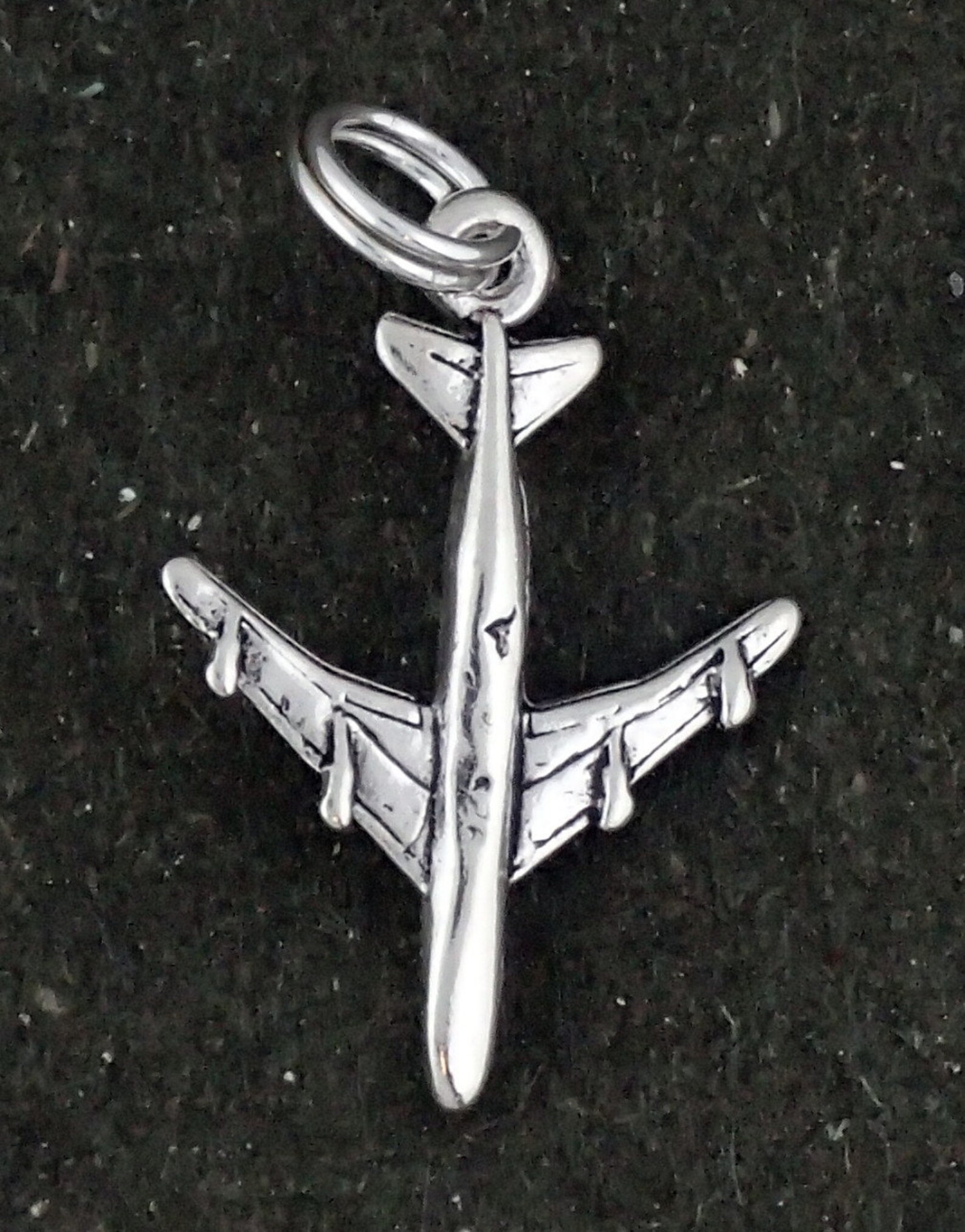 Airplane Charm Sterling Silver 747 Jet Pendant 3D Travel Pilot - Etsy