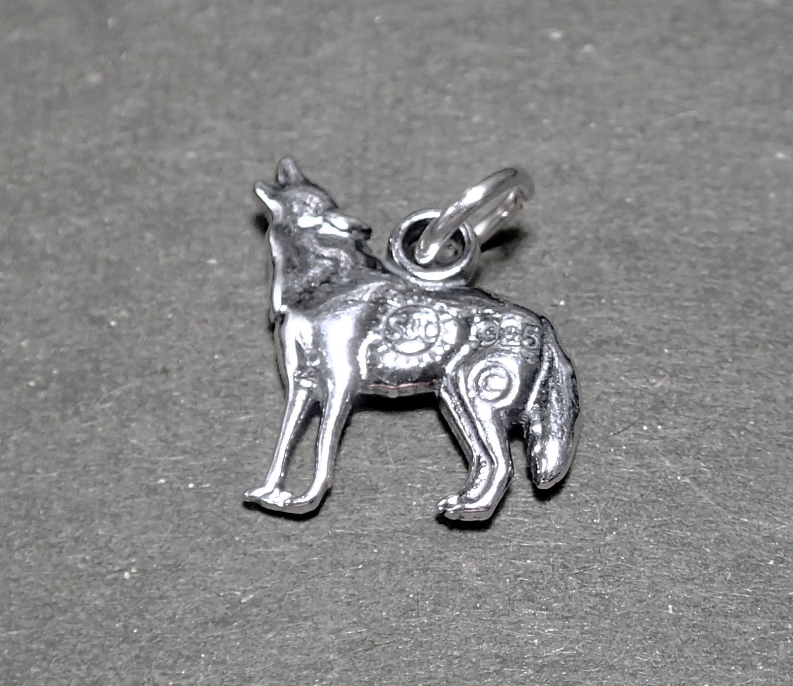 Wolf Charm Sterling Silver Pendant Howling Animal - Etsy