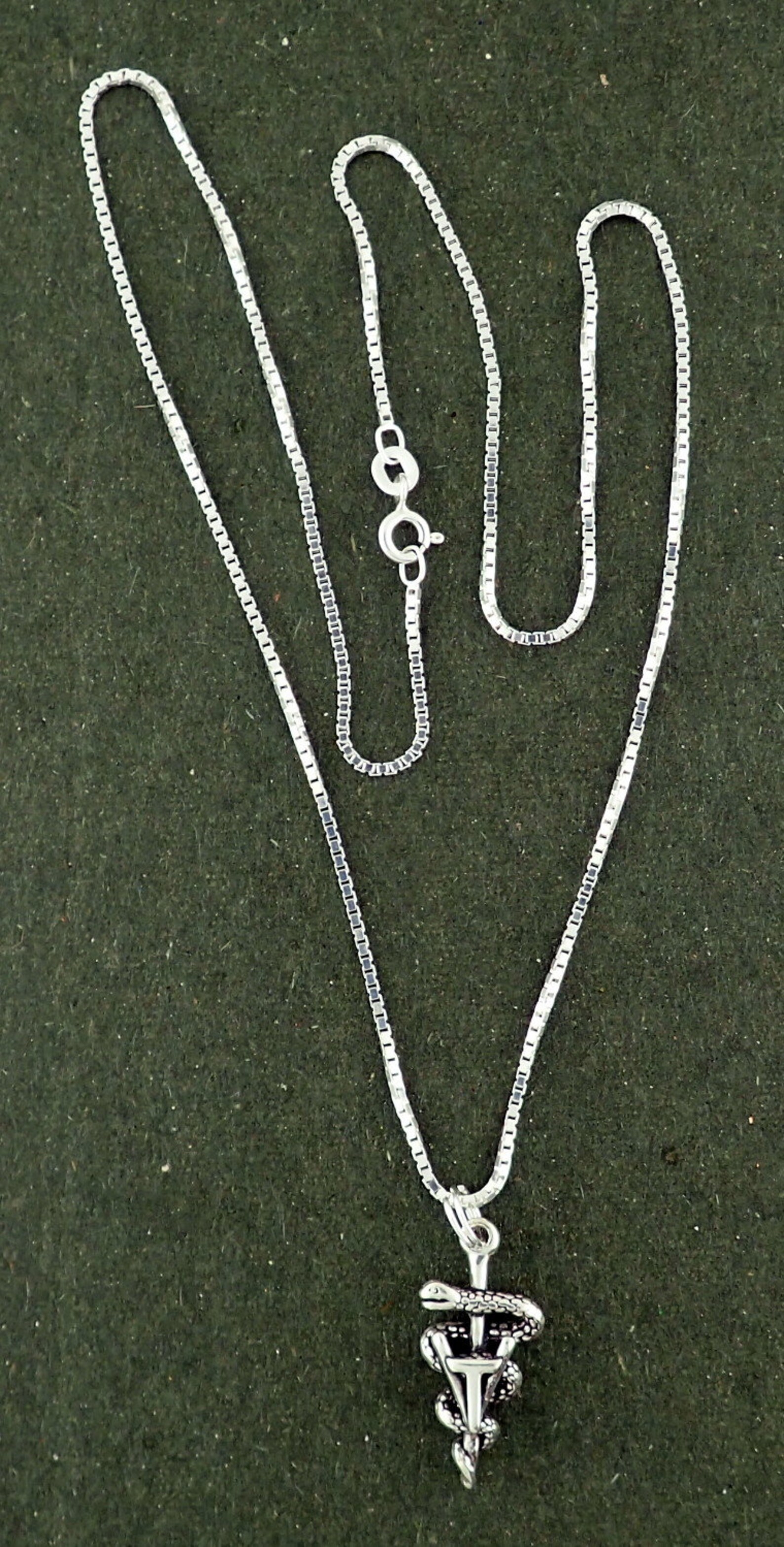 Sterling Silver Veterinary Caduceus Necklace Box Chain Pendant - Etsy