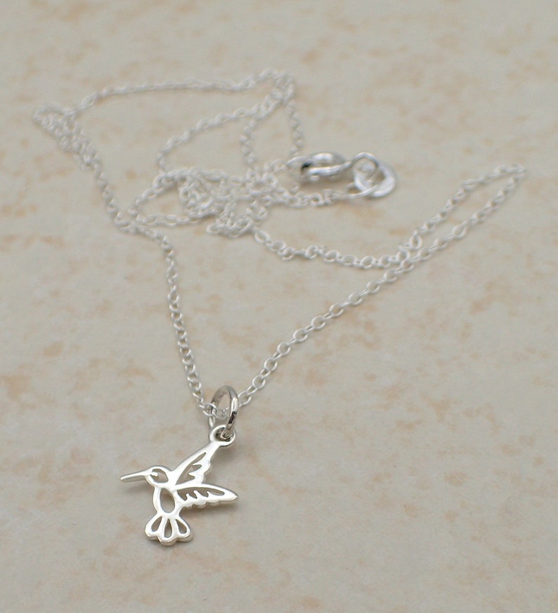 Filigree Hummingbird Necklace Sterling Silver Dainty Bird Charm ...