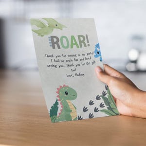 Dinosaur Birthday Thank You Card: Editable Dino Party Template (digital ...