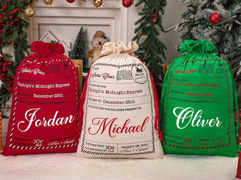 Personalized Large Santa Sack,family Christmas Sack With Name,2025 ...