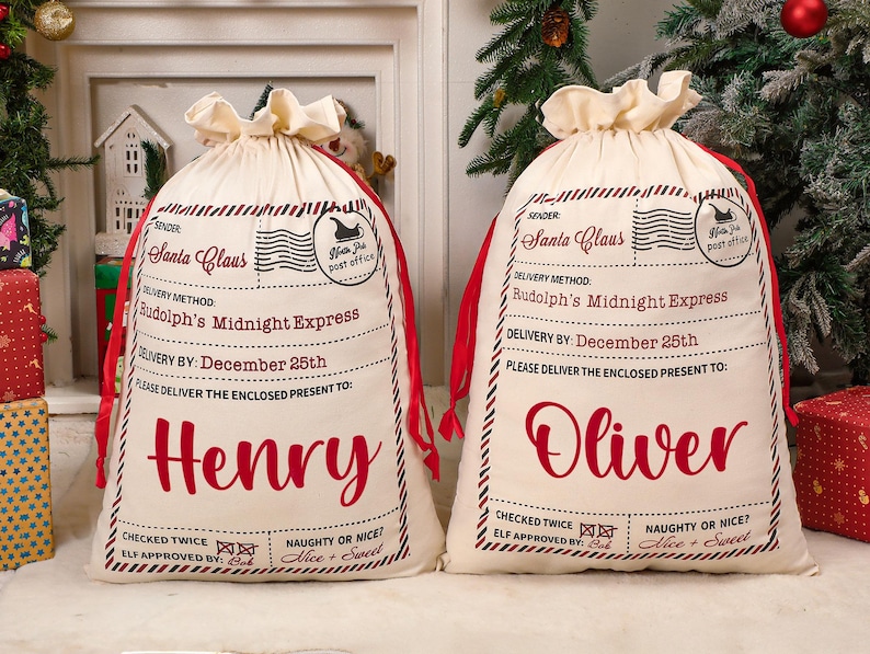 Personalized Large Santa Sack,family Christmas Sack With Name,2025 ...
