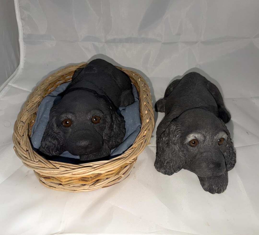 Vintage Sandicast Dog Sculpture Cocker Spaniel Puppy Figurines Set of 2 ...
