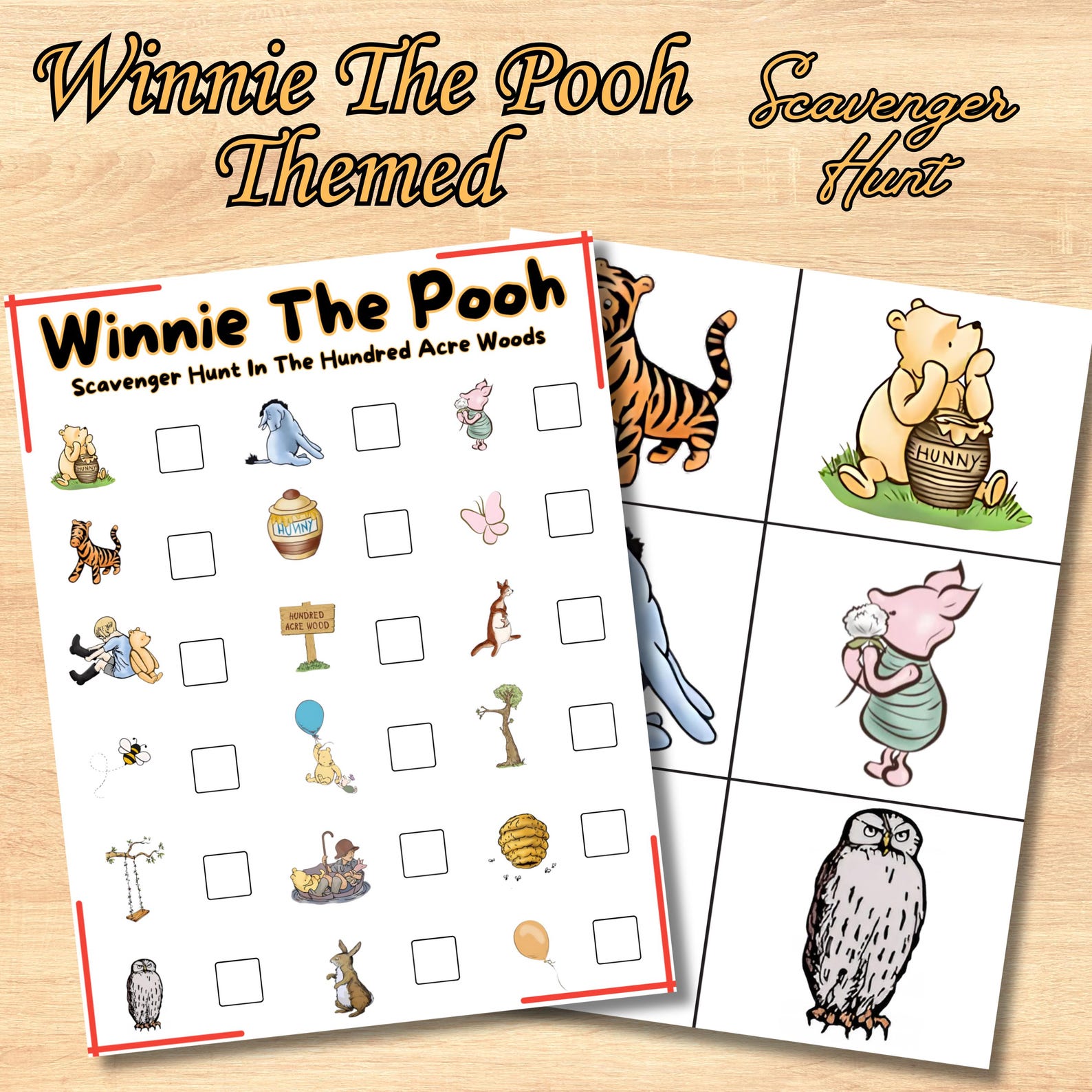 Winnie the Pooh Scavenger Hunt Game, Hundred Acre Wood Party, Pooh Bear ...