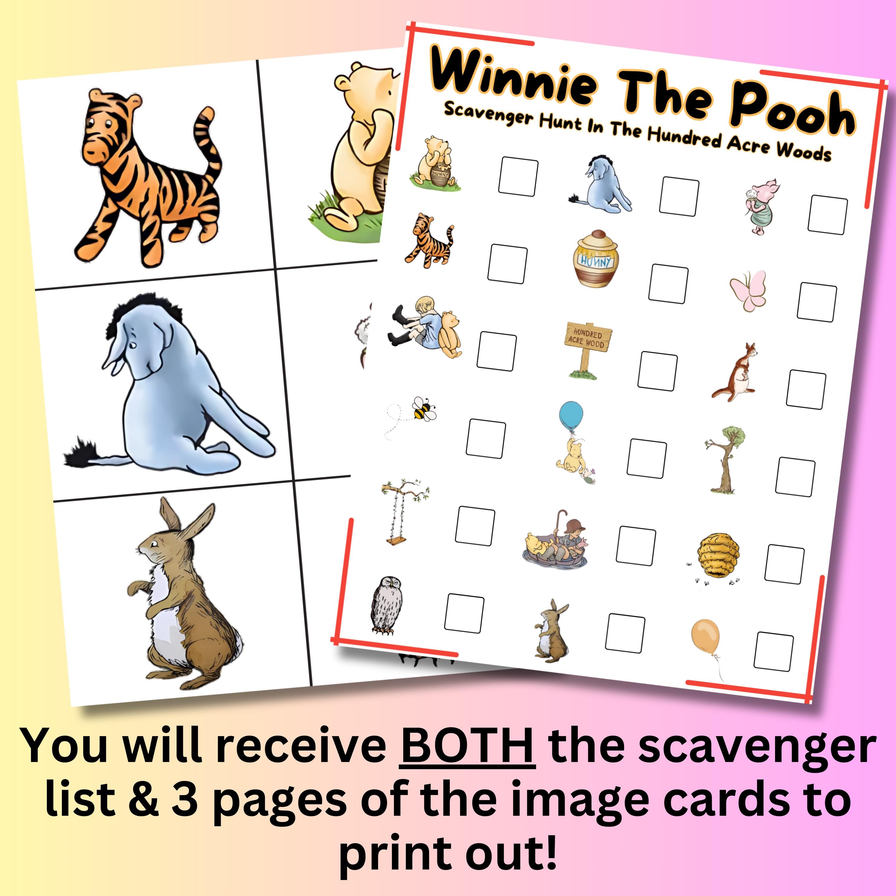 Winnie the Pooh Scavenger Hunt Game, Hundred Acre Wood Party, Pooh Bear ...