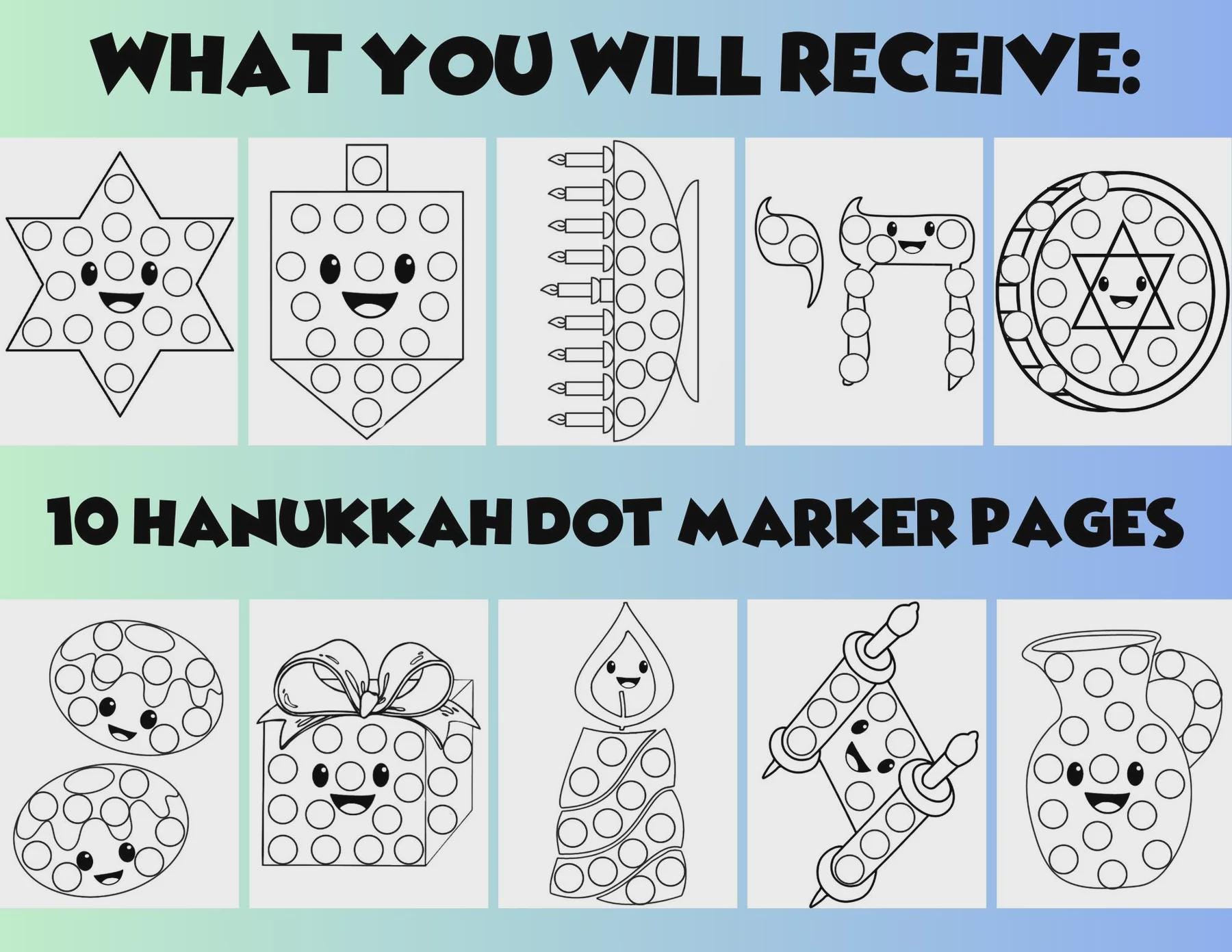 Hanukkah Do A Dot Activity Pages, Hanukkah Themed Coloring Pages, Kids ...