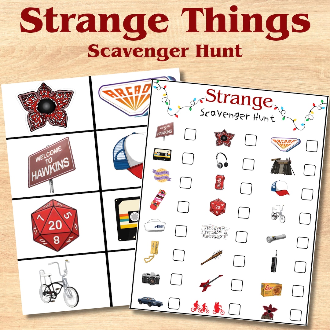 Strange Things Inspired Scavenger Hunt, Upside Down Scavenger Hunt Game ...