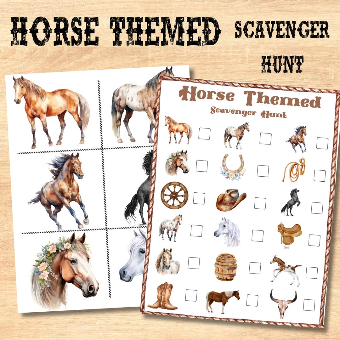 Horse Themed Scavenger Hunt, Rodeo Party Game, Western Party Game ...