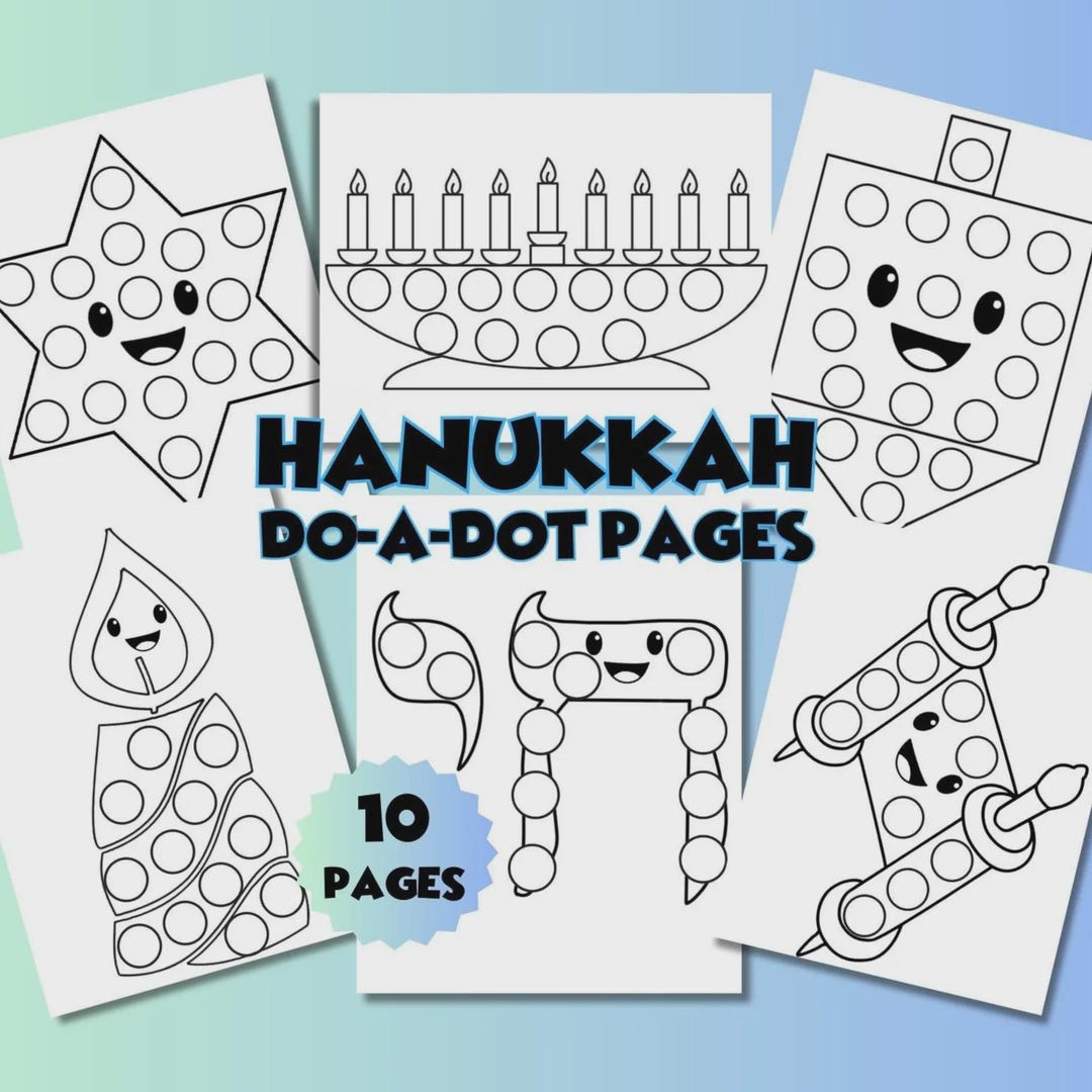 Hanukkah Do A Dot Activity Pages, Hanukkah Themed Coloring Pages, Kids ...