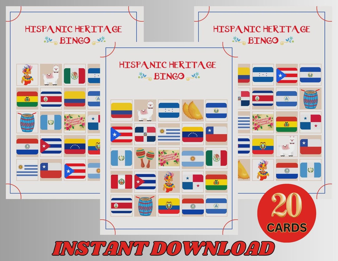 Hispanic Heritage Month Bingo Game: Classroom Printable (PDF ...
