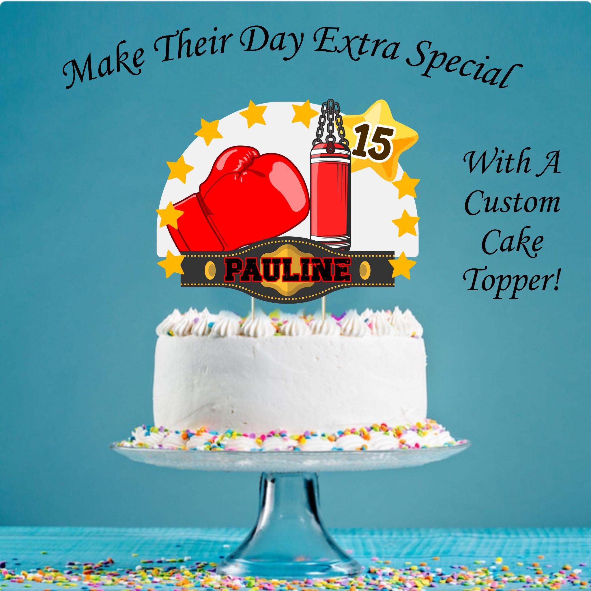 PERSONALIZED Boxing Themed Cake Topper, Round One Centerpiece ...