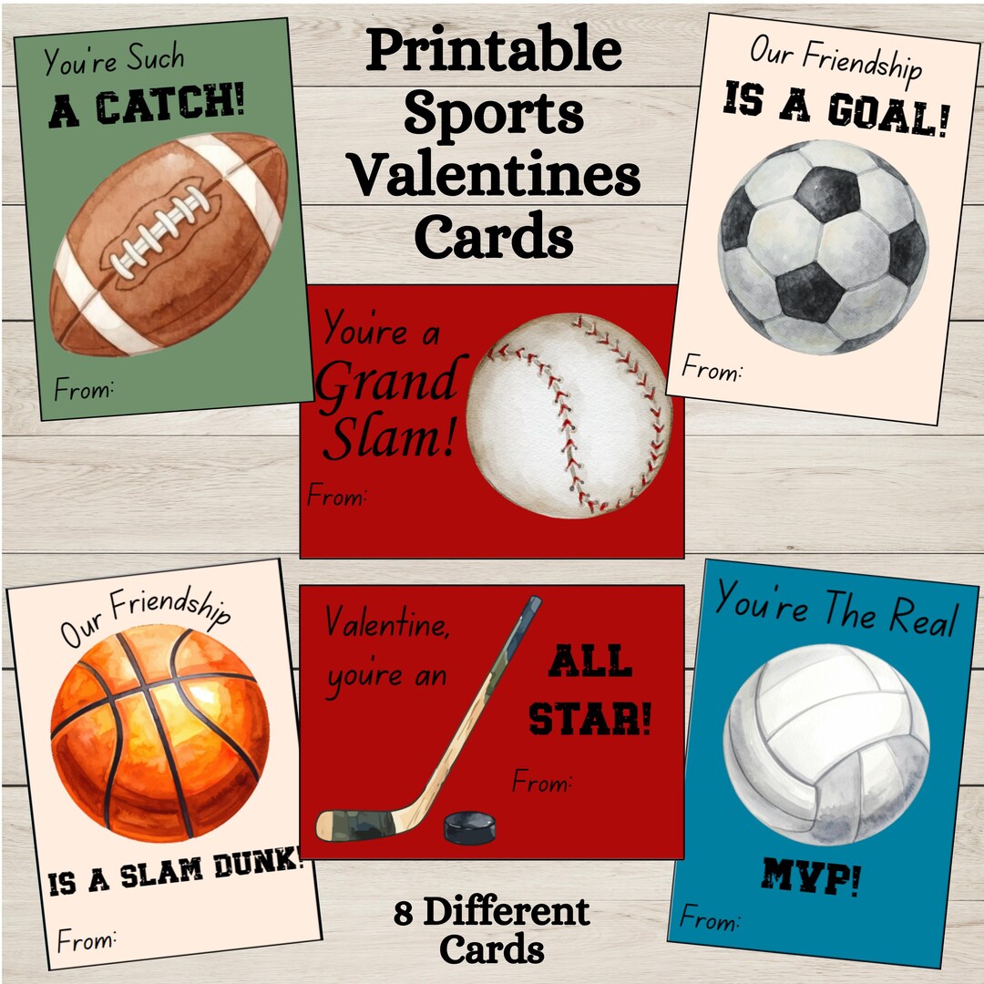 Printable Sports Valentines Cards, All Star Valentines, Soccer ...