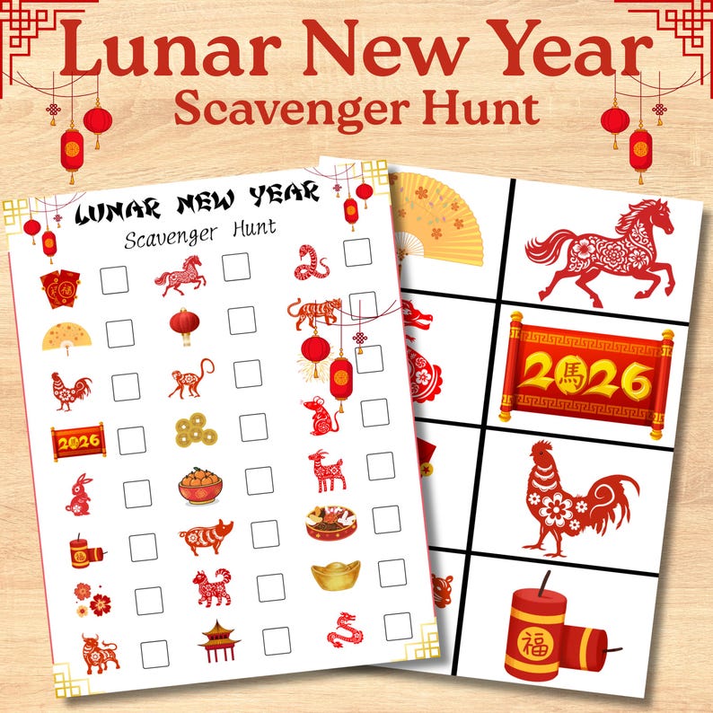 Lunar New Year Scavenger Hunt, Chinese New Year Treasure Hunt, Chinese ...