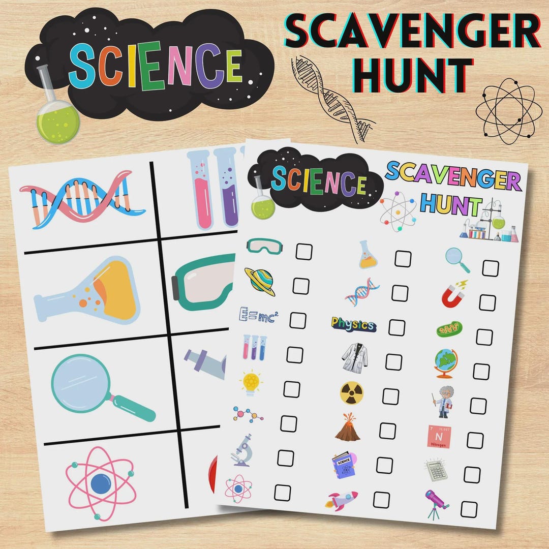 Science Scavenger Hunt Game, STEM Birthday Party Activity, Mad ...
