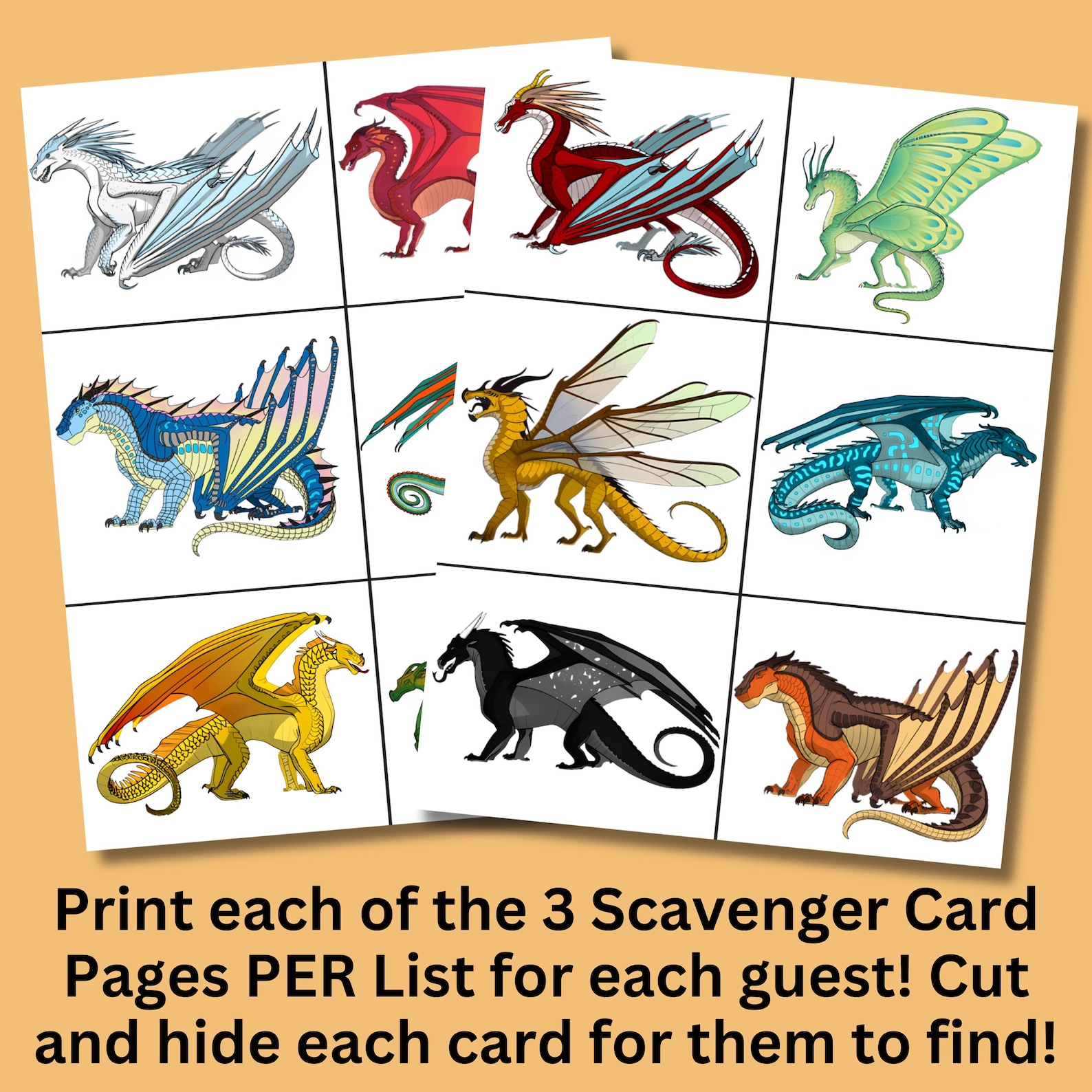 Dragon Scavenger Hunt, Dragon Party Games, Dragon Book Lovers Birthday ...