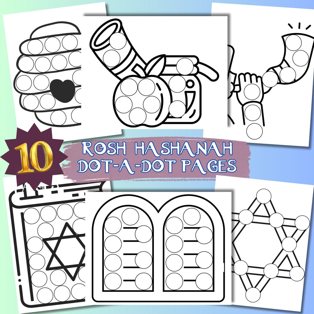 Rosh Hashanah Do A Dot Activity Pages, Rosh Hashanah Themed Coloring ...